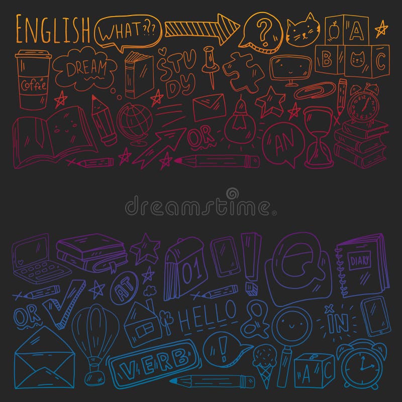 Concept of Learning English. Online Language Courses. E-learning ...