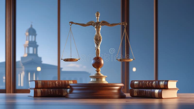 Concept of Legal Framework and Justice, Set Against a Serene Background ...