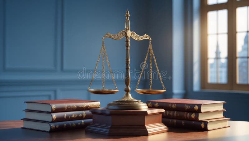 Concept of Legal Framework and Justice, Set Against a Serene Background ...