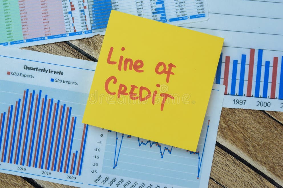 Concept of Line of Credit Write on Sticky Notes Isolated on Wooden ...