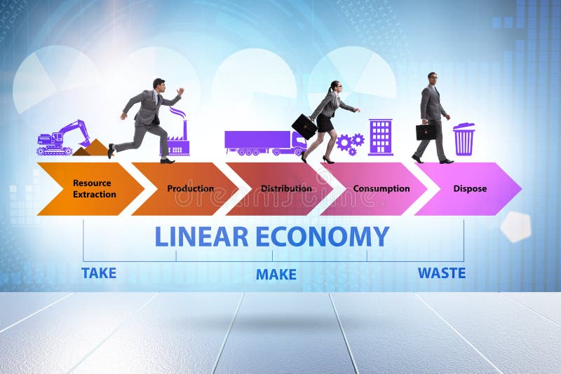 Concept of Linear Economy with Businessman Stock Image - Image of ...