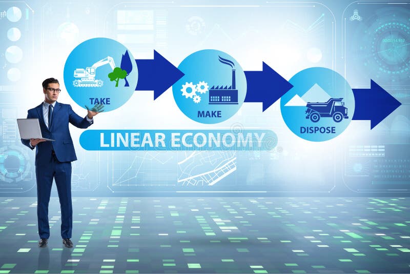 Concept of Linear Economy with Businessman Stock Image - Image of ...