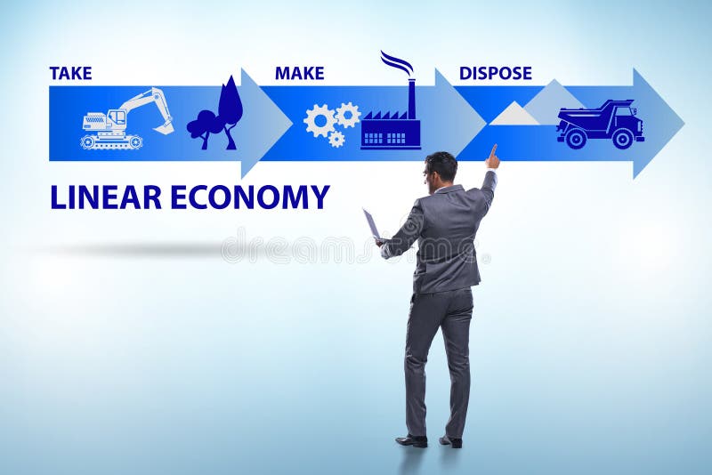 Concept of Linear Economy with Businessman Stock Photo - Image of ...