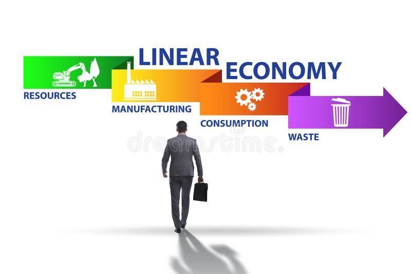 Concept of Linear Economy with Businessman Stock Image - Image of ...