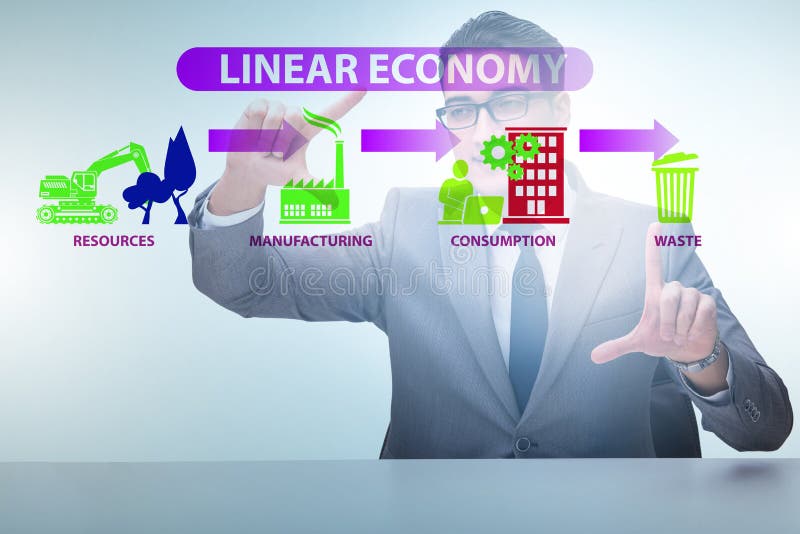 Concept of Linear Economy with Businessman Stock Image - Image of ...