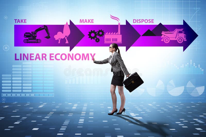 Concept of Linear Economy with Businessman Stock Image - Image of ...
