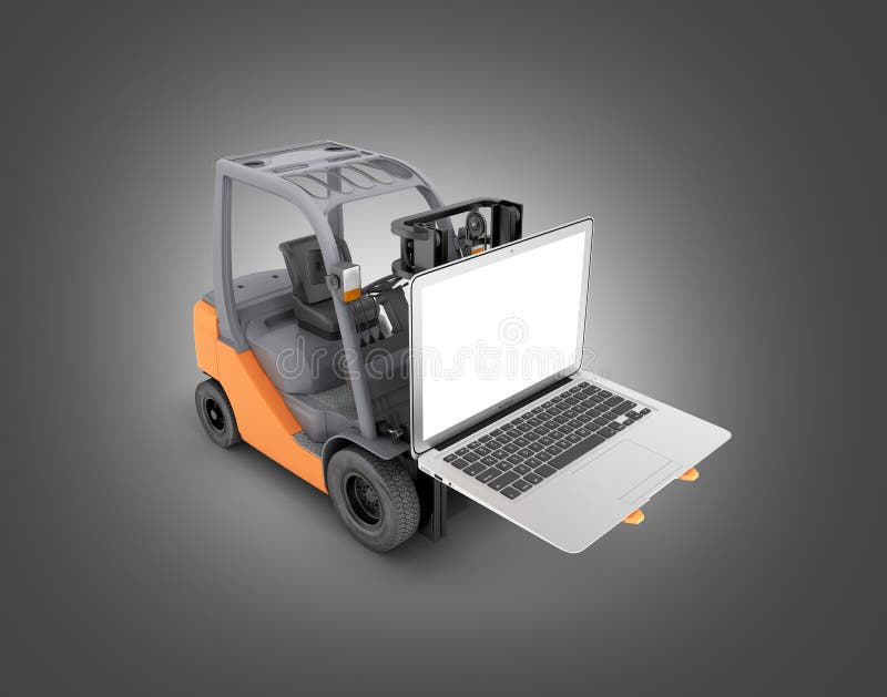 Forklift Lifts Boxes on Special Device. Machine for Loading in ...