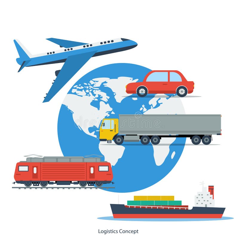 Concept Logistique Avec Le Transport Illustration Stock - Illustration ...