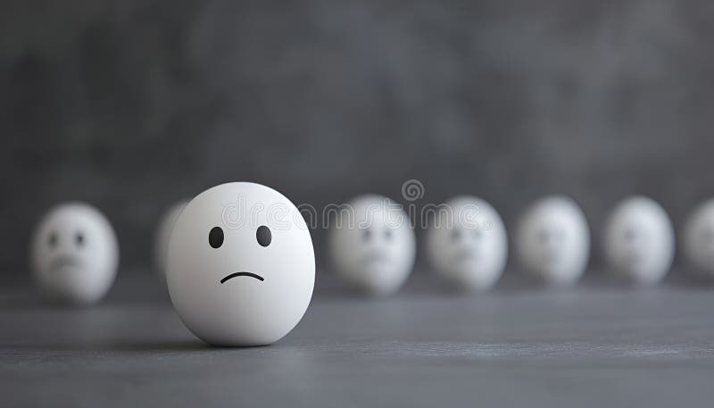 Concept of Loneliness. Human Figure with Sad Face, Distant from Others ...