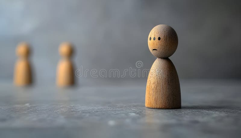 Concept of Loneliness. Human Figure with Sad Face, Distant from Others ...