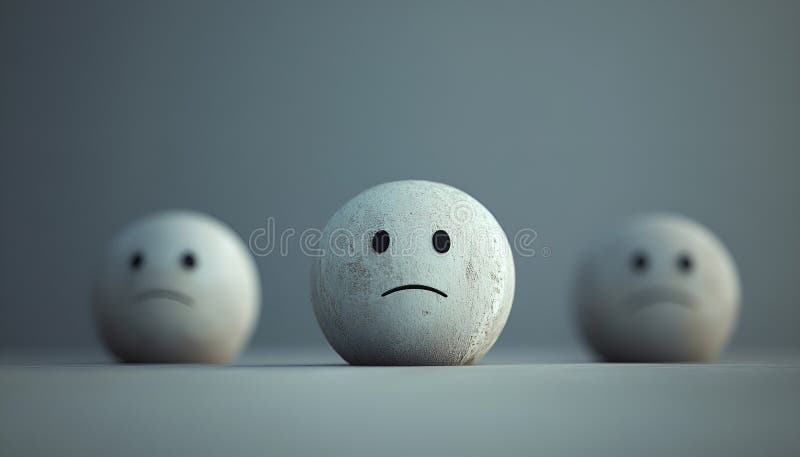 Concept of Loneliness. Human Figure with Sad Face, Distant from Others ...