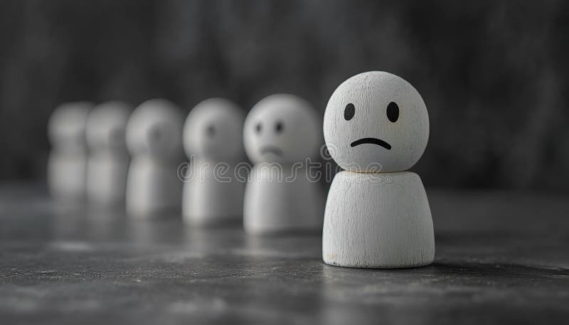 Concept of Loneliness. Human Figure with Sad Face, Distant from Others ...