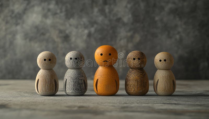 Concept of Loneliness. Human Figure with Sad Face, Distant from Others ...