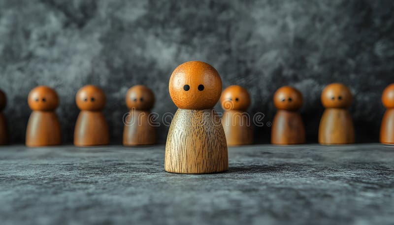 Concept of Loneliness. Human Figure with Sad Face, Distant from Others ...