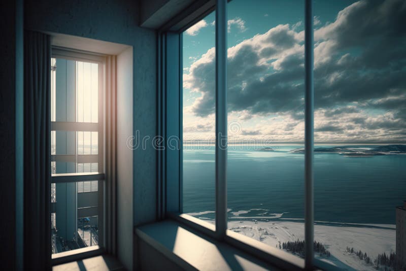 Looking out of a window stock illustration. Illustration of water ...