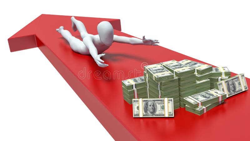 Concept of Loss of Money, 3d Man Stock Illustration - Illustration of ...