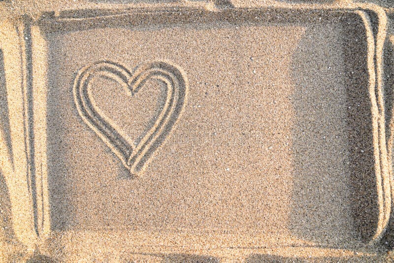 Concept of Love, Drawing of Heart in Sand, Copy Space Stock Photo ...