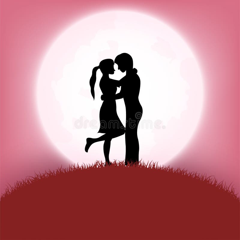Concept of Love and Valentine Day , Love Couple Hugging Under Light of ...