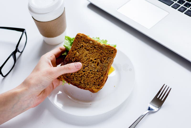 Concept of Lunch in Office at Work Desktop Stock Image - Image of desk ...