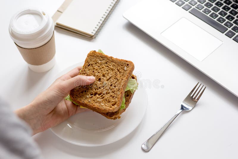 Concept of Lunch in Office at Work Desktop Stock Image - Image of work ...