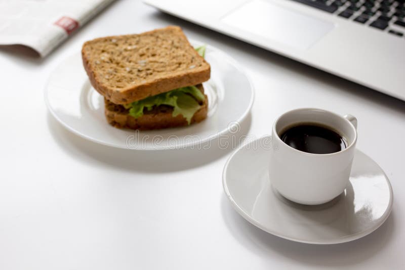 Concept of Lunch in Office at Work Desktop Stock Image - Image of ...