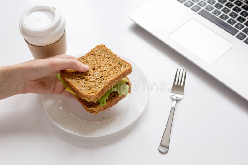 Concept of Lunch in Office at Work Desktop Stock Image - Image of view ...