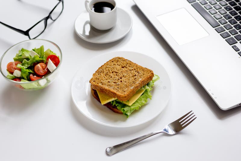 Concept of Lunch in Office at Work Desktop Stock Photo - Image of ...