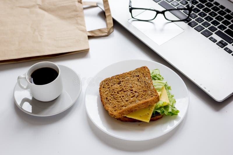 Concept of Lunch in Office at Work Desktop Stock Photo - Image of ...