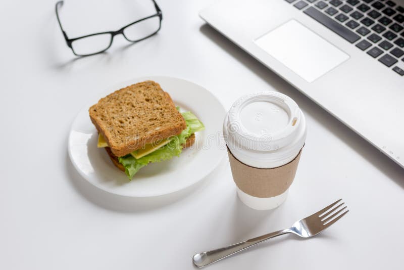 Concept of Lunch in Office at Work Desktop Stock Image - Image of table ...