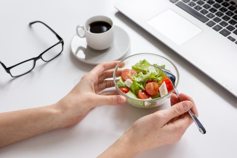 Concept of Lunch in Office at Work Desktop Stock Photo - Image of ...