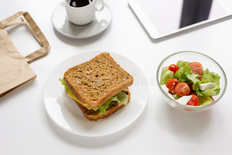 Concept of Lunch in Office at Work Desktop Stock Photo - Image of ...