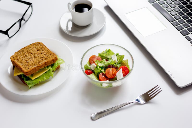 Concept of Lunch in Office at Work Desktop Stock Image - Image of ...