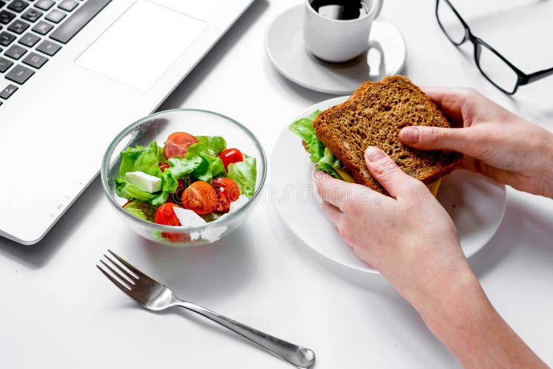 Concept of Lunch in Officeat Work Top View Stock Image - Image of desk ...