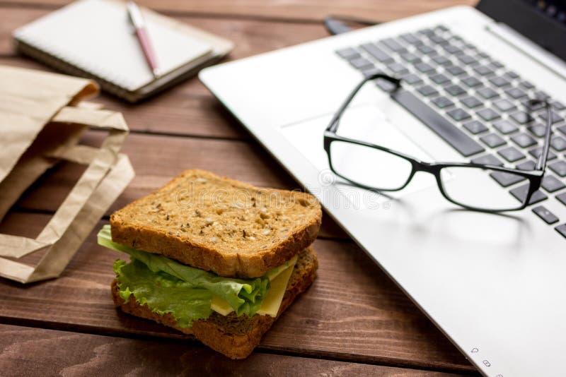 Concept of Lunch in Officeat Work Top View Stock Photo - Image of ...
