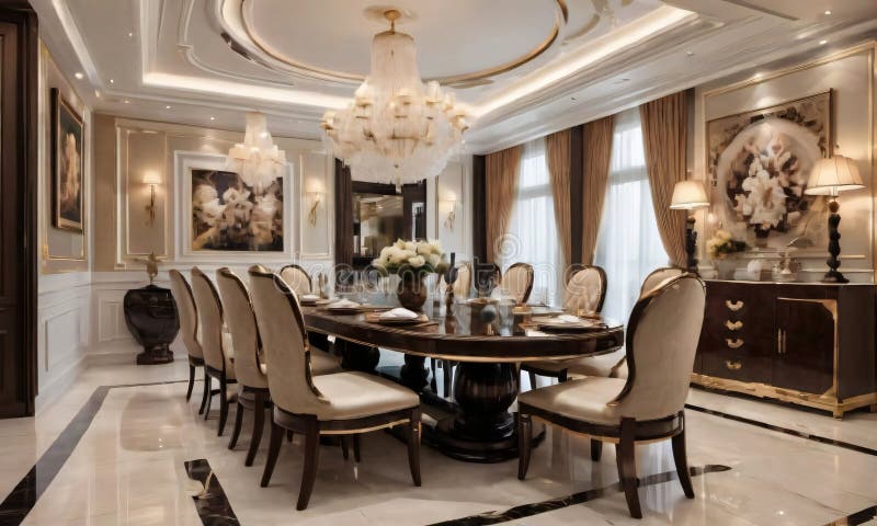 A Luxurious Dining Room Exuding Opulence and Sophistication, with the ...