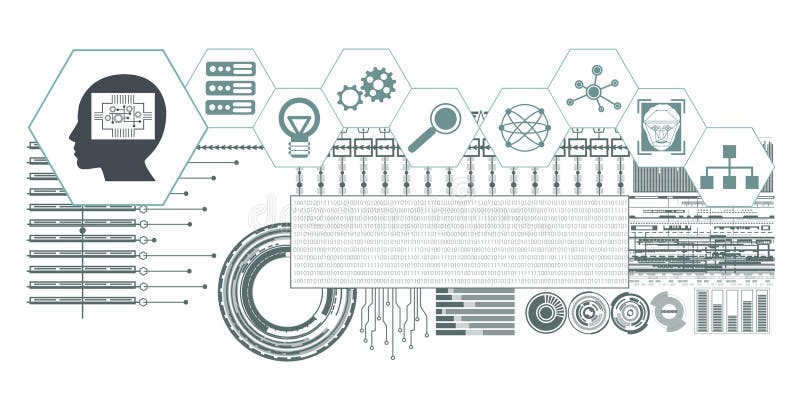 Concept of Machine Learning Stock Illustration - Illustration of brain ...