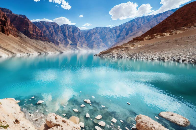 Majestic Mountains and the Blue Dead Sea .AI Generated Stock ...