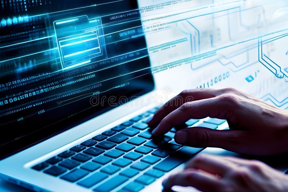 Concept of Making Digital Coding on the High End Laptop Stock ...