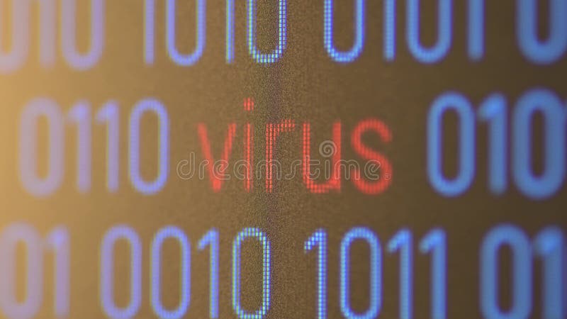 Computer Virus In Data Binary Code On Computer Screen Stock Video