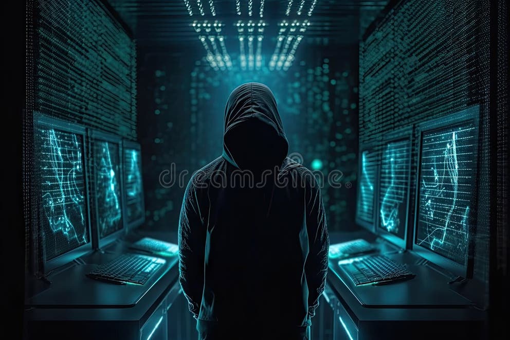 Concept Malware Hacking War Cyber Room Center Data Servers Interface ...