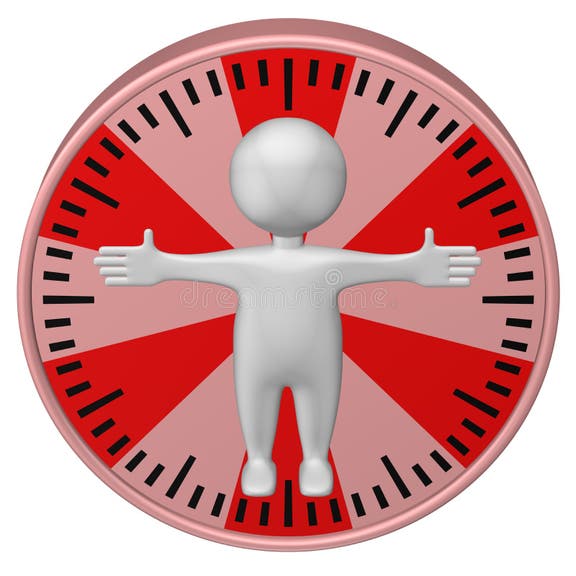 Concept : Man-hour. 3d Man and Clock Face. 3D Rendering. Stock ...