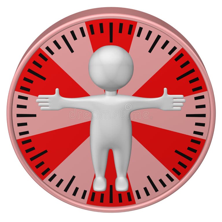 Concept : Man-hour. 3d Man and Clock Face. 3D Rendering. Stock ...