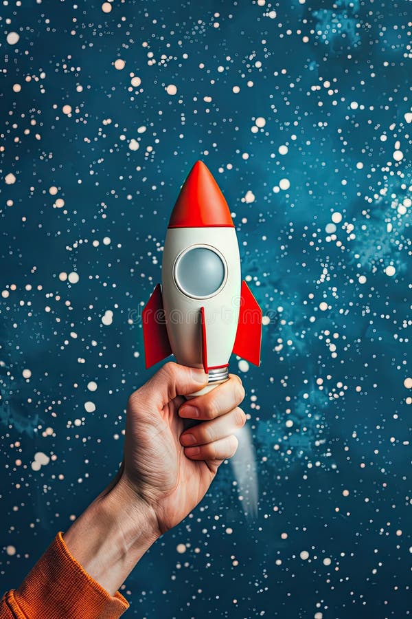 The Concept of a Man Launching a Rocket from His Hand Stock ...