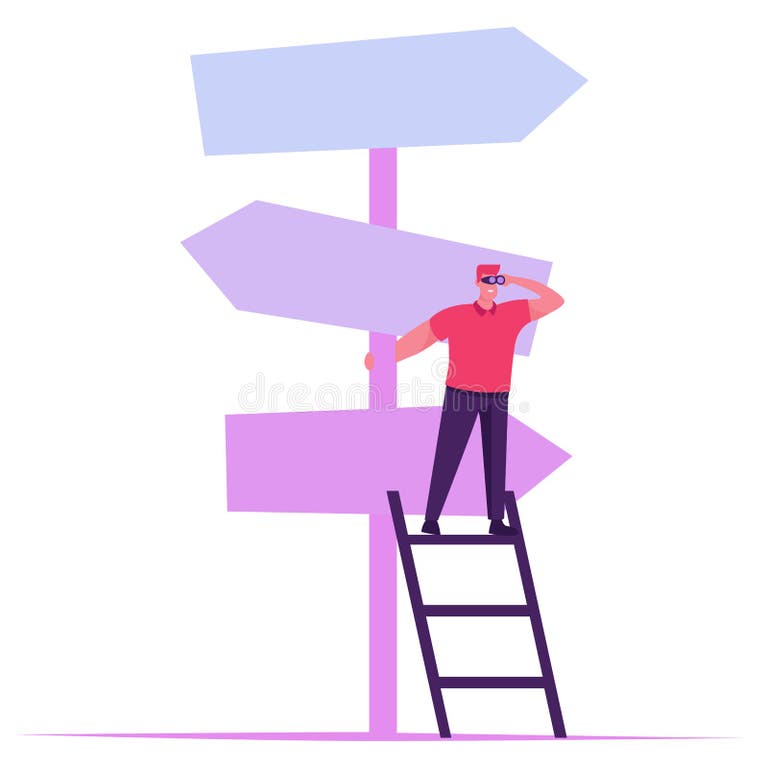 The Concept of a Man Looking for the Right Path. Vector Illustration ...