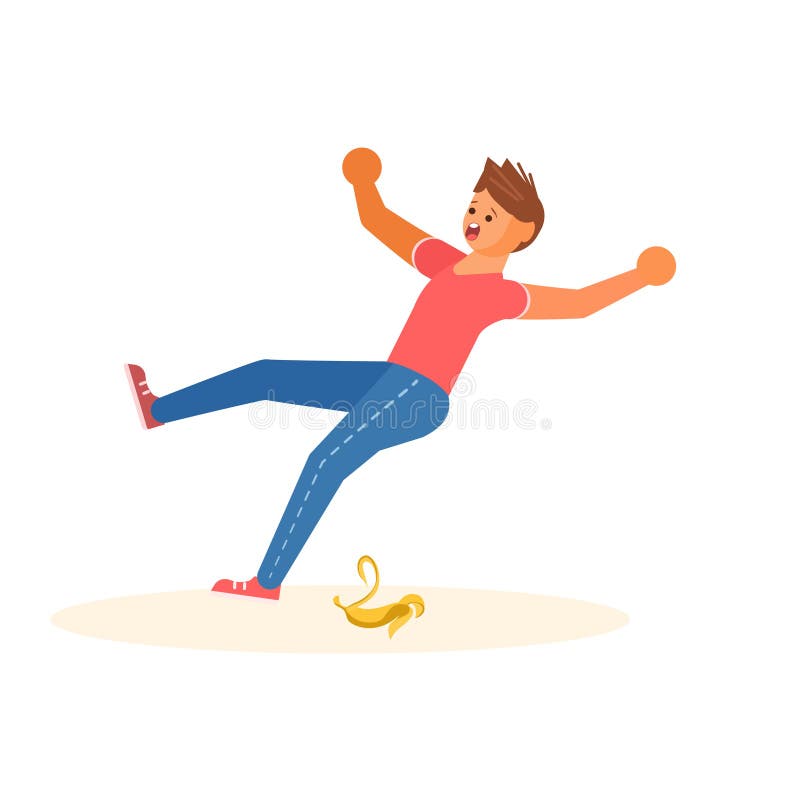 Concept Of The Man Slipped On A Banana Peel Stock Illustration
