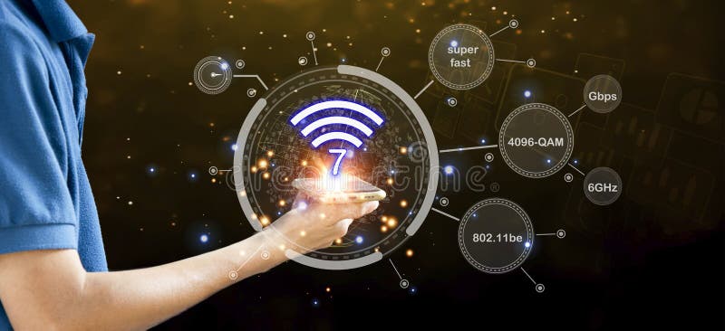Concept Man Using Wifi Technology 7 Connected To the Internet World ...