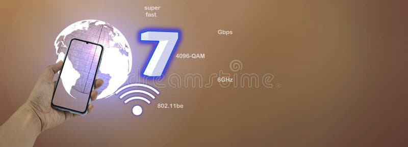 Concept Man Using Wifi Technology 7 Connected To the Internet World ...