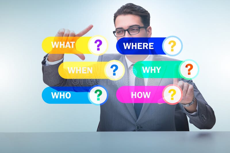 Concept of Many Different Questions Asked with Businessman Stock Image ...