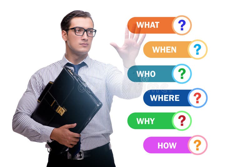Concept of Many Different Questions Asked with Businessman Stock Image ...
