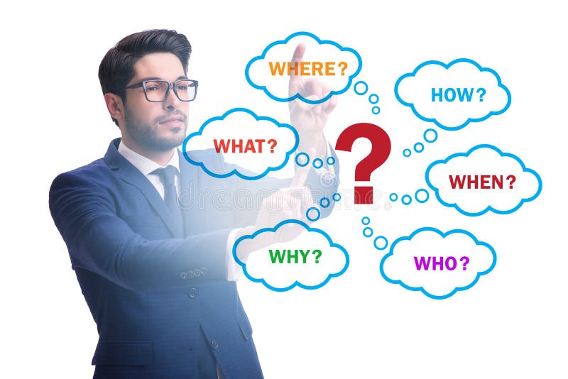 Concept of Many Different Questions Asked with Businessman Stock Photo ...